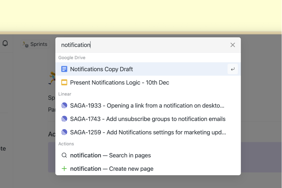 Search across your tools | Guides Saga